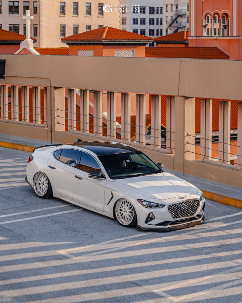 2020 Genesis G70 with 20x9.5 8 Work Vsxx and 245/30R20 Lancaster and Air Suspension | Custom Offsets