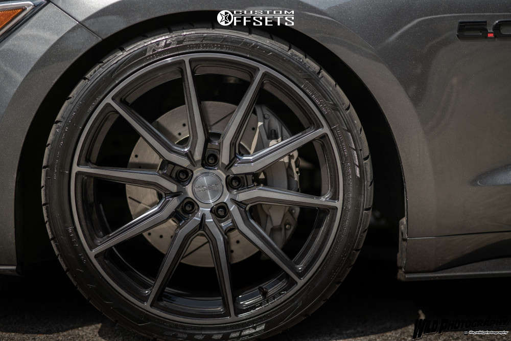 2017 Ford Mustang with 20x9 38 Vossen Hf3 and 275/30R20 Nitto Nt555 G2 and Lowering Springs ...