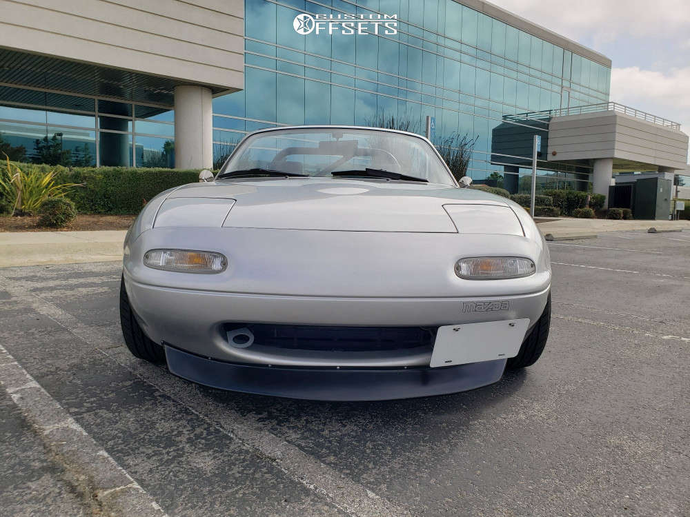 1991 Mazda Miata with 15x8 25 Rota Os Mesh and 195/50R15 Yokohama Advan ...