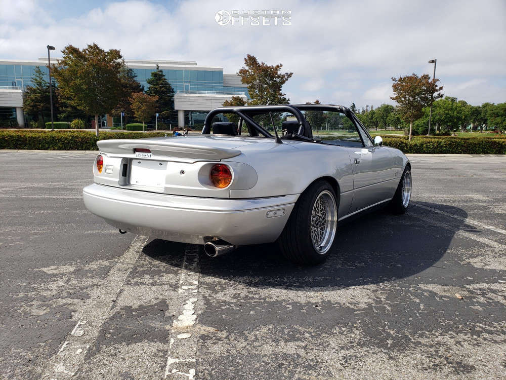 1991 Mazda Miata with 15x8 25 Rota Os Mesh and 195/50R15 Yokohama Advan ...