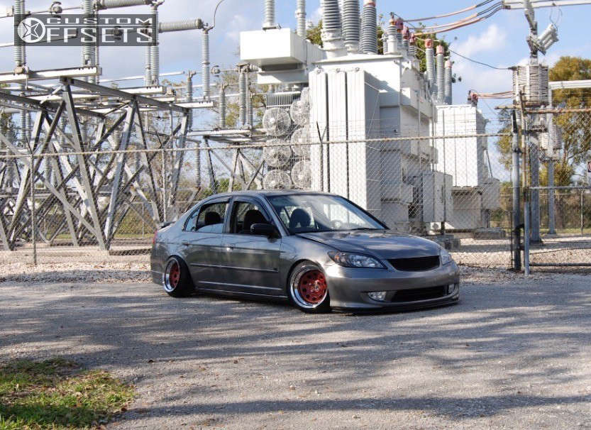 2005 Honda Civic with 15x10 -12 Diamond Racing SC Series and 195/45R15 ...