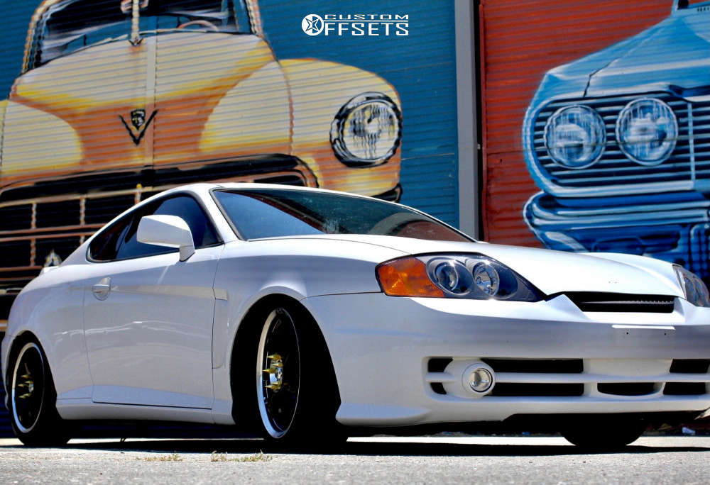 2004 Hyundai Tiburon with 17x7.5 40 Maxxim Knight and 215 45R17 Barum 5hm and Coilovers Custom Offsets