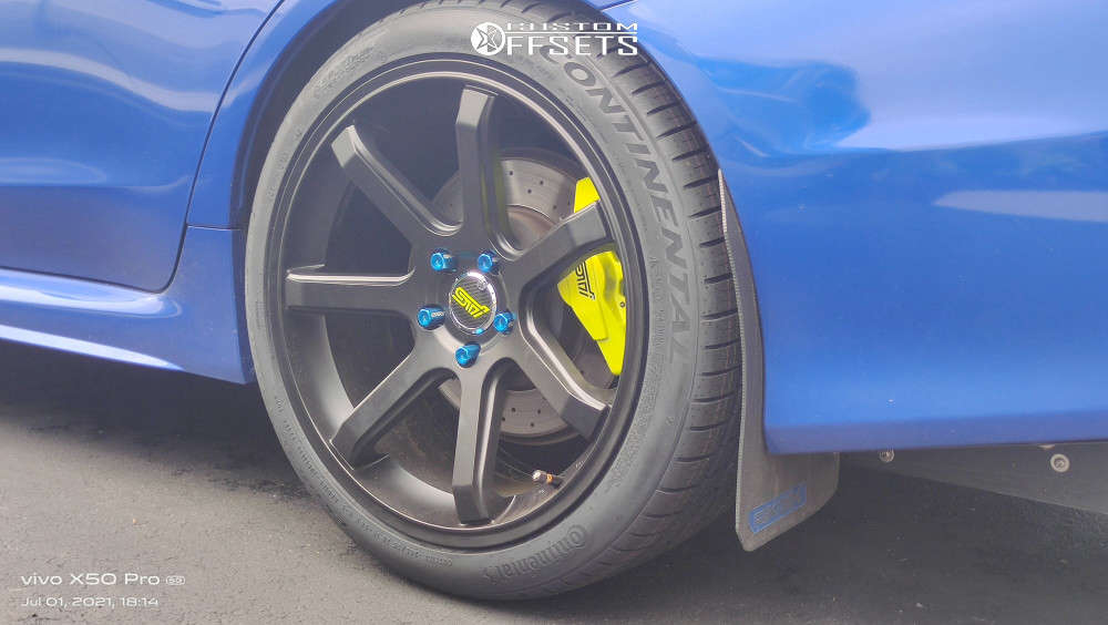 2019 Subaru WRX STI with 19x9.5 40 Mach M7 and 265/35R19 Continental ...