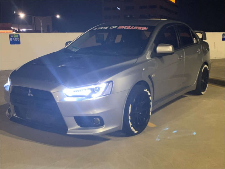 2008 Mitsubishi Lancer with 18x9.5 15 Ambit Rt8 and 265/35R18 Nitto ...