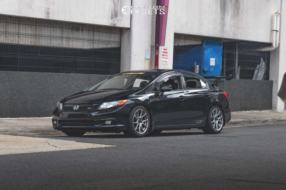 2012 Honda Civic with 17x9 40 Enkei Tsv and 255/40R17 Hankook Ventus ...