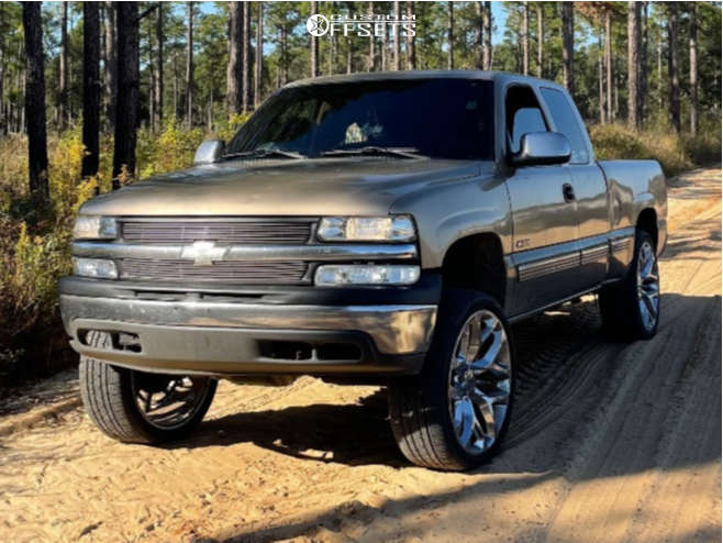 2000 Chevrolet Silverado 1500 with 24x10 31 Strada Replicas GM Snowflake Replica and 305/35R24 ...