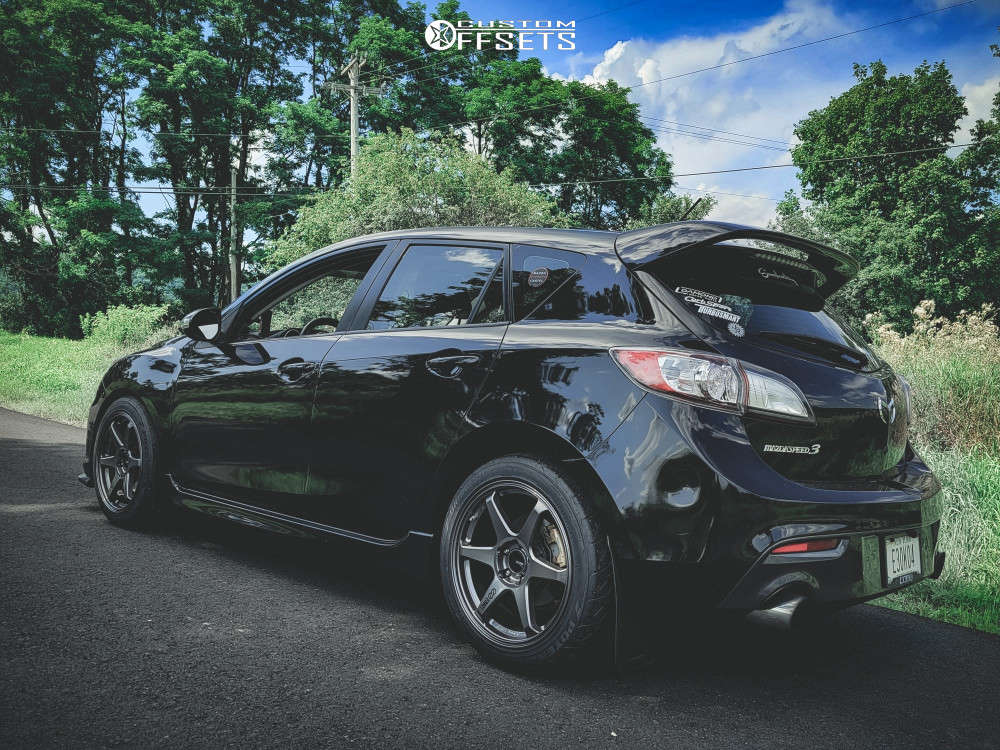 2013 Mazda MazdaSpeed3 with 18x8.5 38 Enkei T6r and 235/45R18 Bridgestone Potenza Re71r and ...