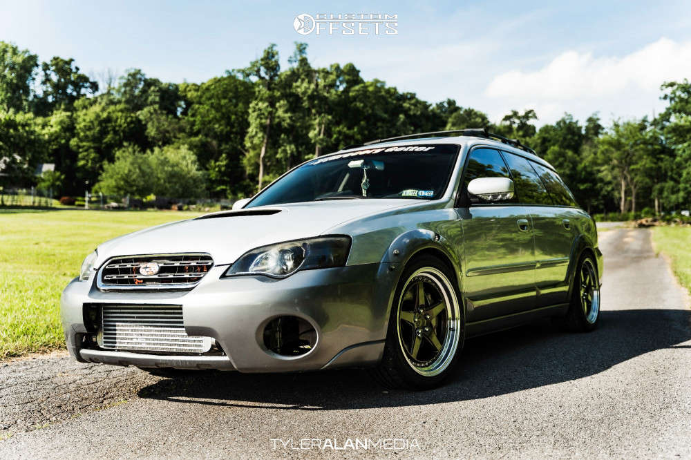 2006 Subaru Outback with 18x8.5 35 Aodhan Ds05 and 245 40R18 Lexani Lxuhp 207 and Coilovers Custom Offsets