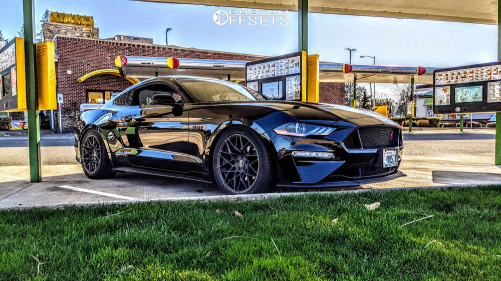 2018 Ford Mustang with 19x9.5 33 RTR Tech Mesh and 275/40R19 Sumitomo ...