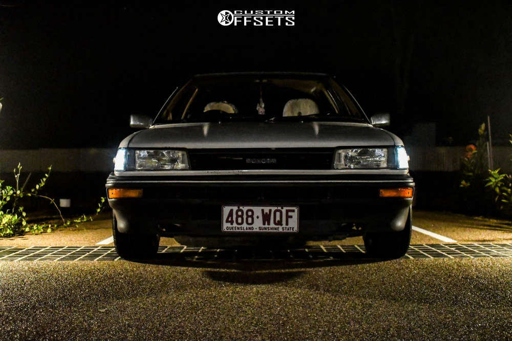 1990 Toyota Corolla with 15x7 25 OX Wheels and 195/50R15 Bridgestone ...