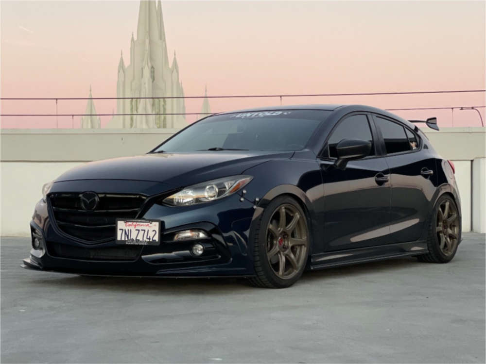 2015 Mazda 3 with 18x8.5 38 Work Emotion T7r and 235/40R18 Falken Pro ...