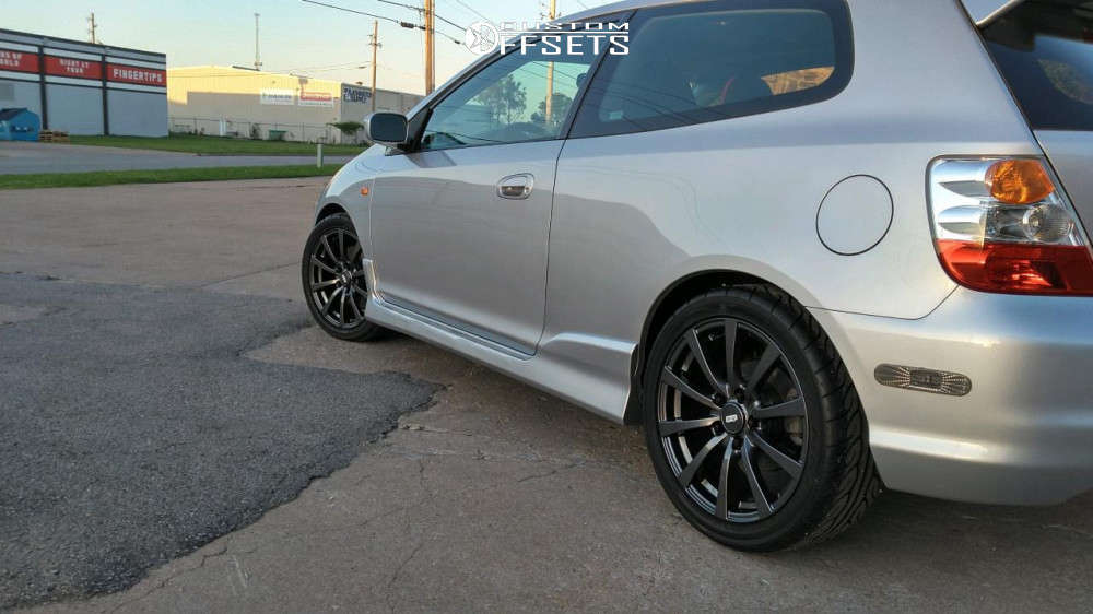 2004 Honda Civic with 17x7.5 45 Mugen NR Zwei and 215/45R17 Yokohama Advan Neova Ad08r and ...