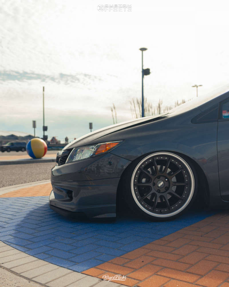 2012 Honda Civic with 18x9.5 22 ESR Cs12 and 215/35R18 Leao Tire Model ...