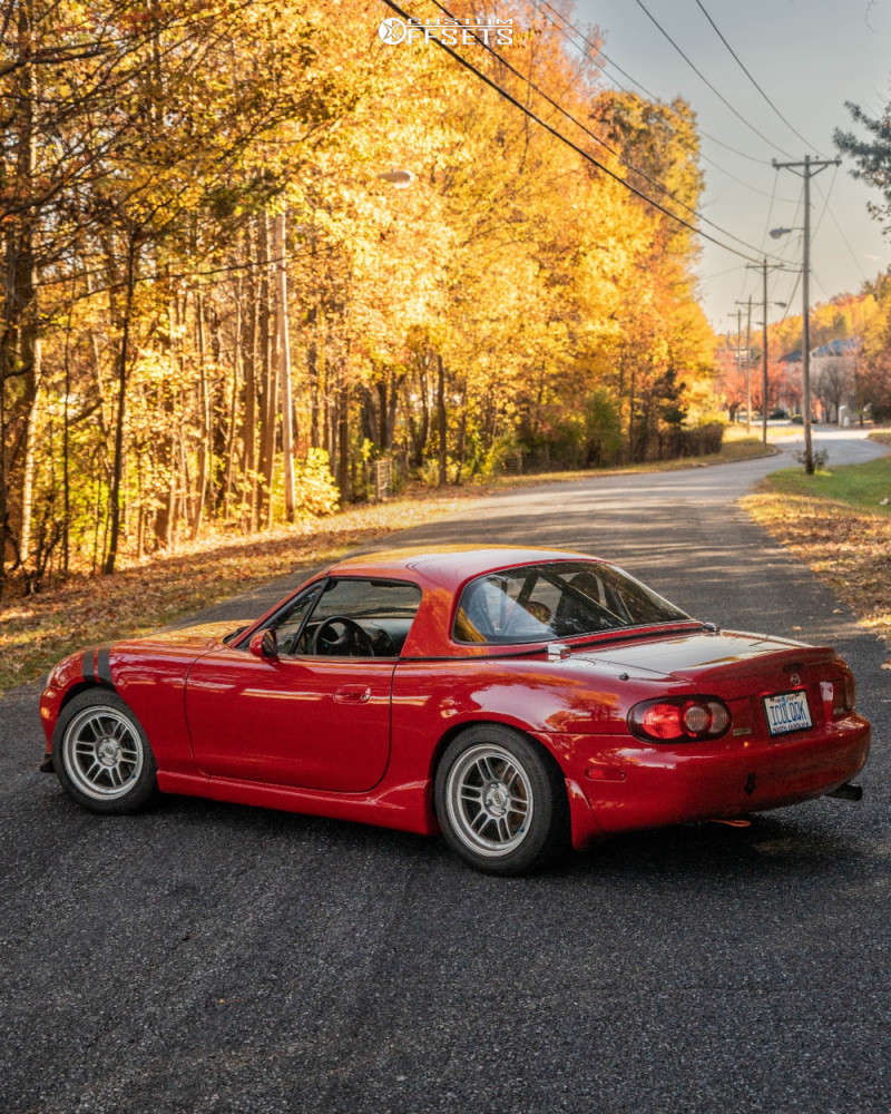2001 Mazda Miata with 15x8.5 28 Enkei Rpf1 and 205/50R15 Bridgestone Potenza Re-71r and ...
