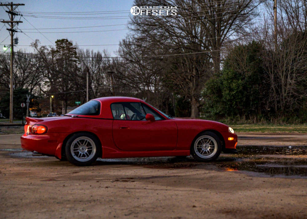2001 Mazda Miata with 15x8.5 28 Enkei Rpf1 and 205/50R15 Bridgestone Potenza Re-71r and ...