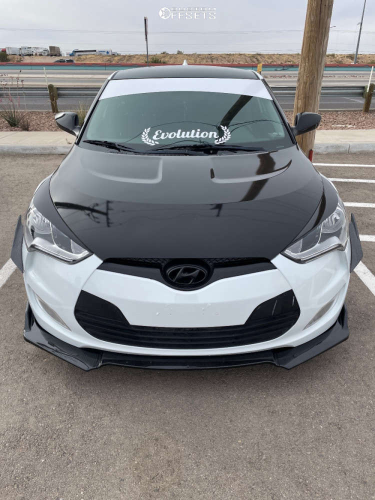 2017 Hyundai Veloster with 17x7.5 10 White Diamond W803 and 215/45R17 ...