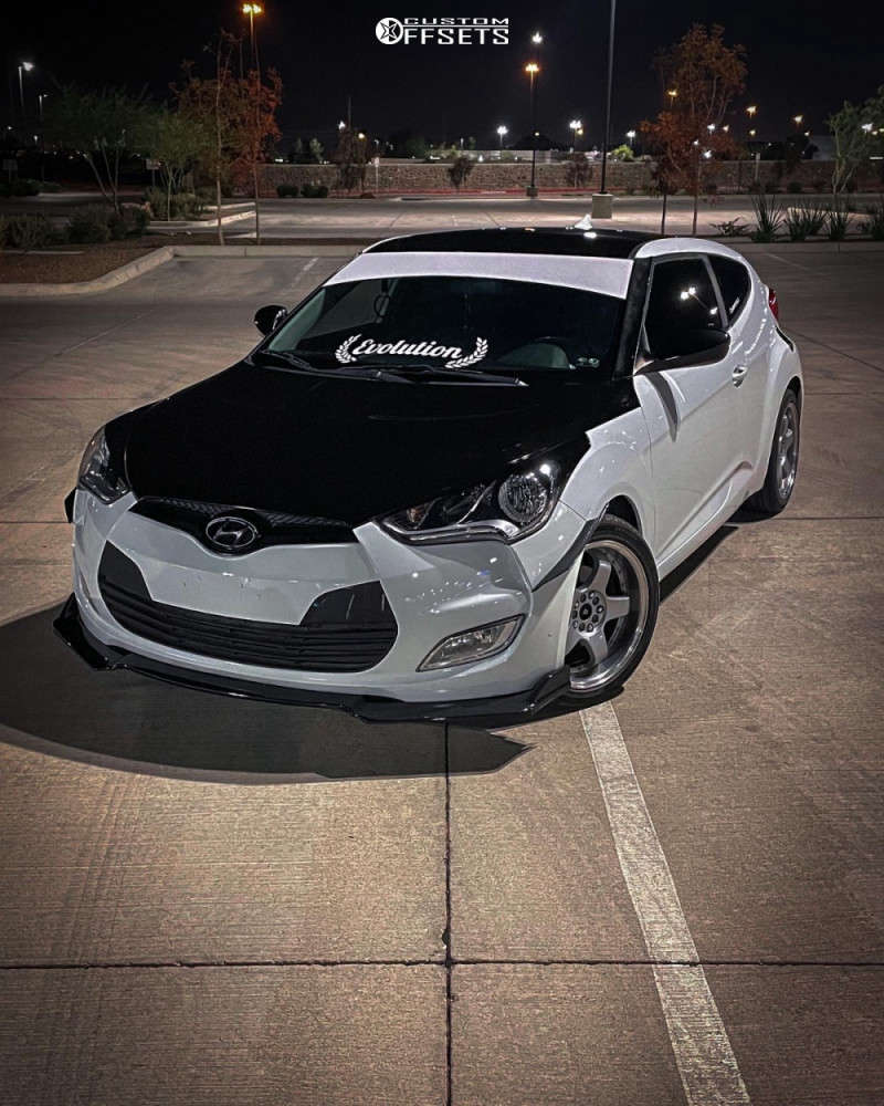 2017 Hyundai Veloster with 17x7.5 10 White Diamond W803 and 215/45R17 ...