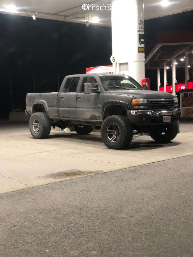 2002 GMC Sierra 2500 HD with 20x14 -76 Vision 390 Empire Wheels and 38/ ...