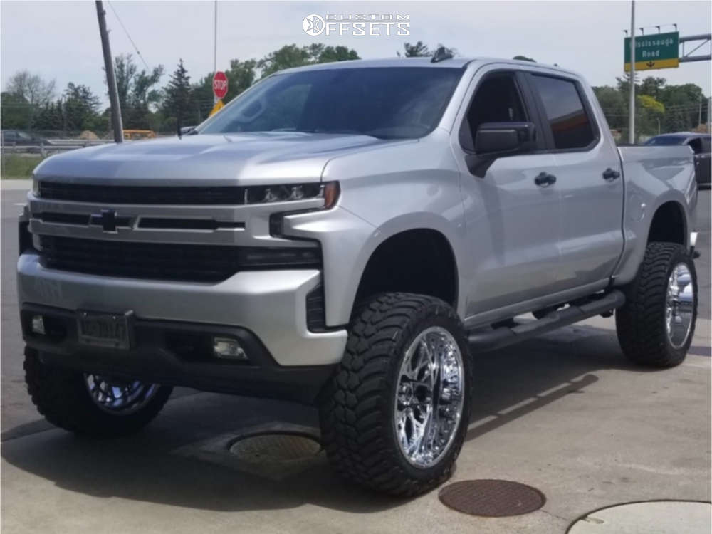 2020 Chevrolet Silverado 1500 with 24x12 -51 Vision Rocker 412 and 37/ ...