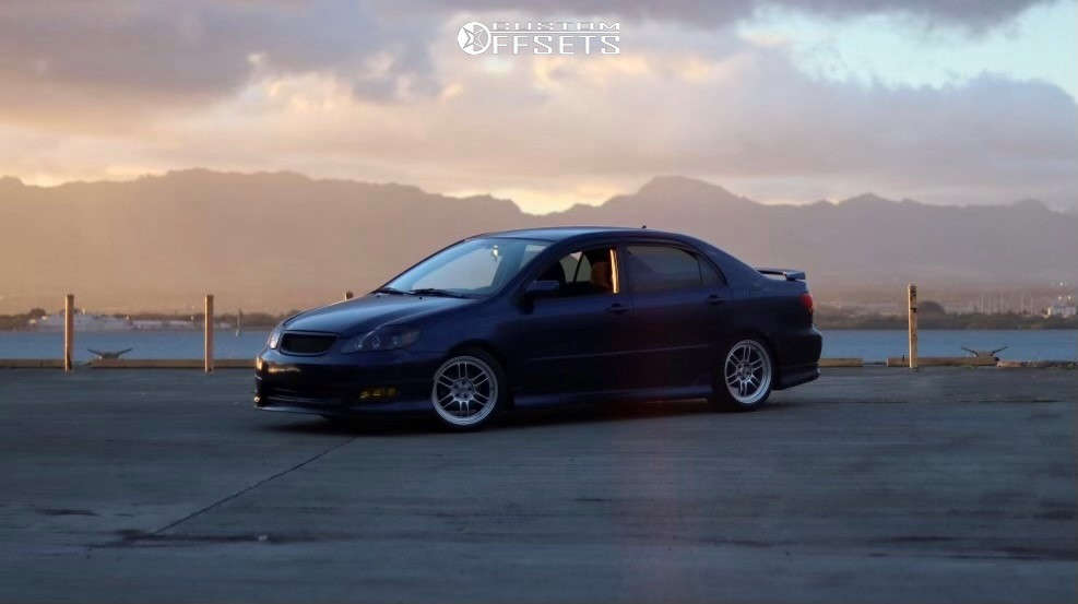 2008 Toyota Corolla with 17x9 45 Enkei Rpf1 and 215/45R17 BFGoodrich G ...