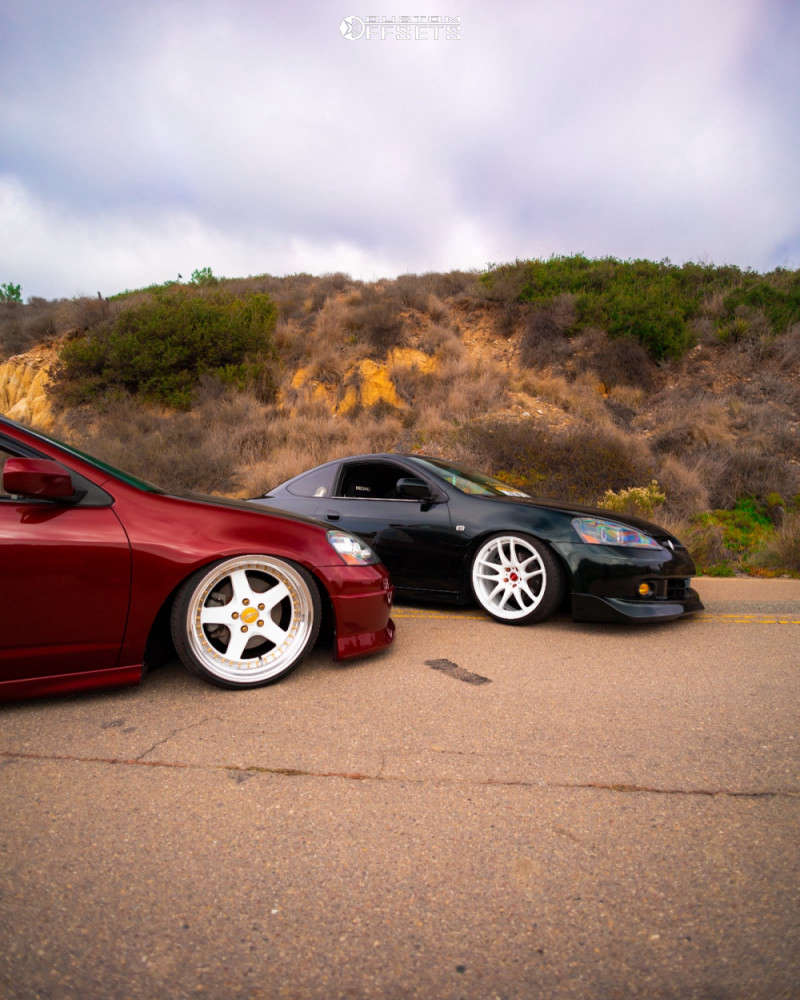 2006 Acura RSX with 18x9.5 3 Work Equip E05 and 215/35R18 Delinte D7 ...