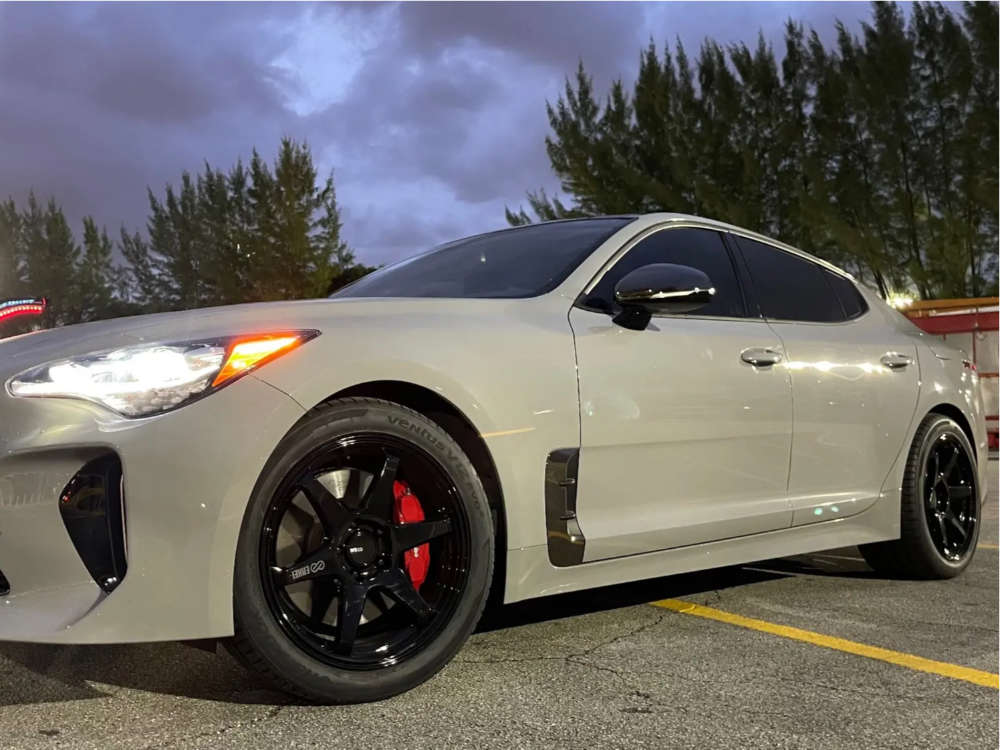 2020 Kia Stinger with 18x8.5 38 Enkei T6r and 245/45R18 Hankook Ventus V12 Evo 2 and Stock ...