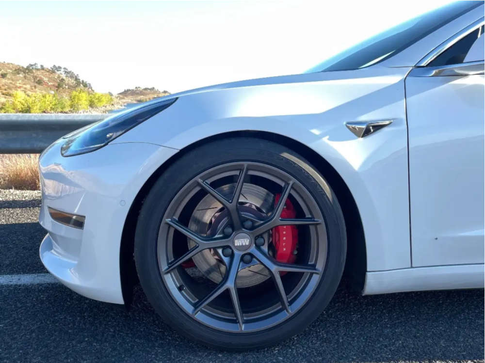 2022 Tesla 3 with 19x10.5 40 Martian MW05 and 305/30R19 Goodyear Eagle ...
