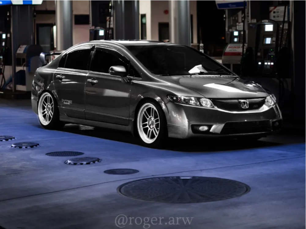 2010 Honda Civic with 18x9.5 38 Enkei Rpf1 and 225/40R18 Hankook Ventus ...