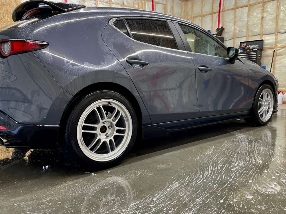 2021 Mazda 3 Sport with 18x8 35 Enkei Rpf1 and 225/45R18 Yokohama Advan Apex V601 and Stock ...