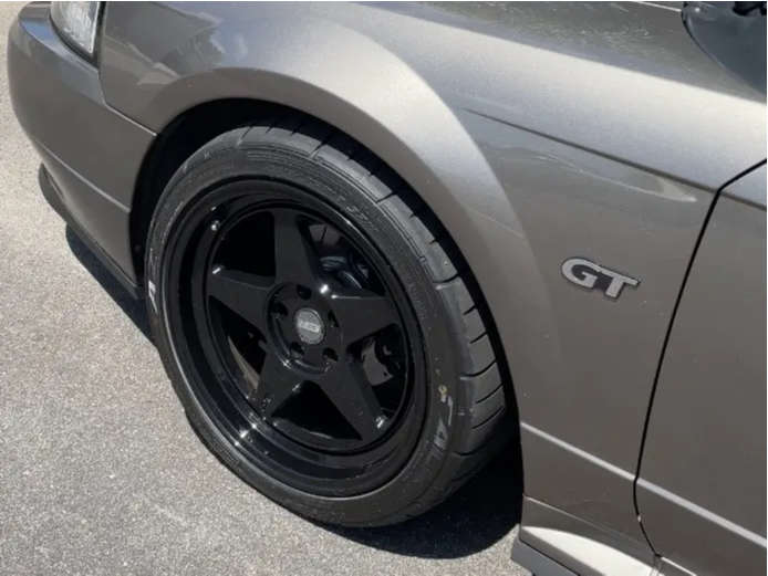 2001 Ford Mustang with 18x9.5 15 ESR CR5 and 265/35R18 Falken Azenis ...