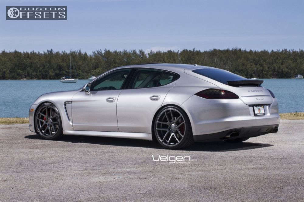 2012 Porsche Panamera with 22x9 45 Velgen VMB5 and 265/30R22 Pirelli P ...