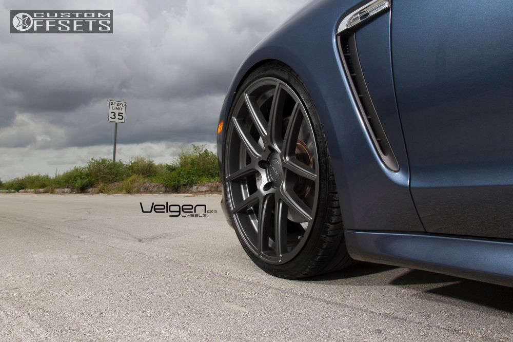 2012 Porsche Panamera with 22x9 45 Velgen Vmb5 and 265/30R22 Pirelli P ...