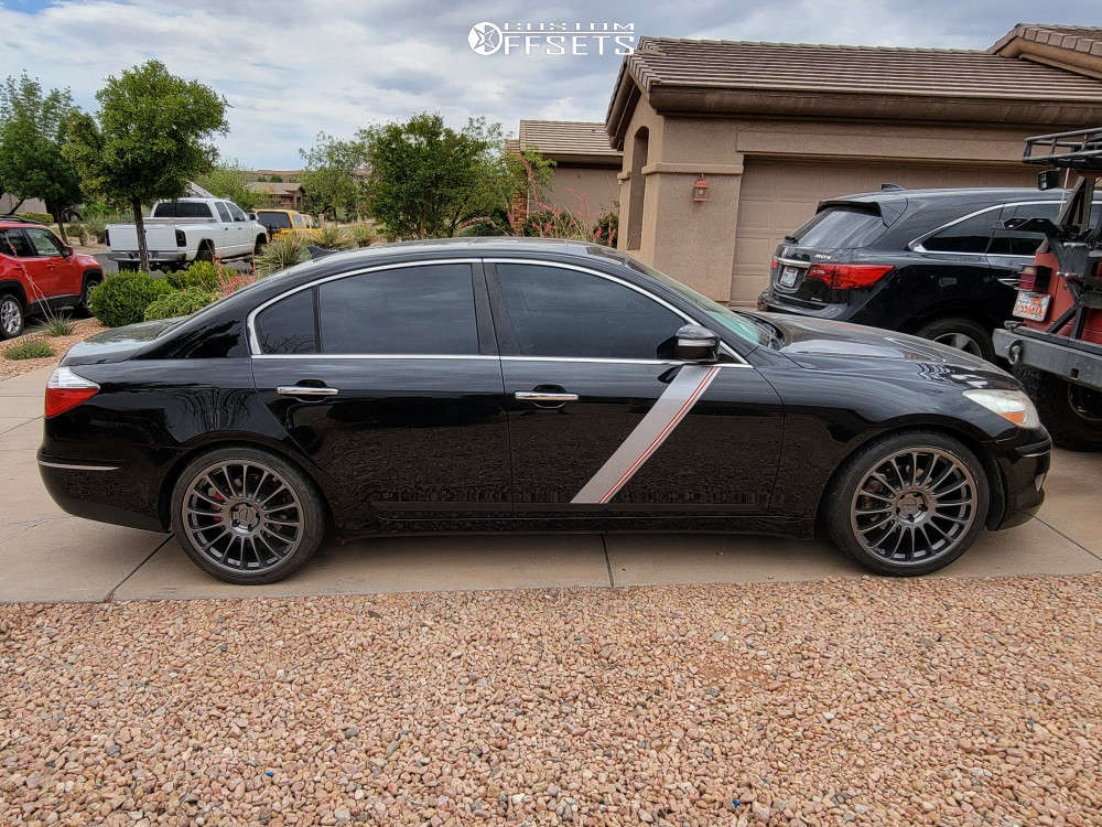2011 Hyundai Genesis with 20x8.5 35 Vision Monaco and 255/35R20 Nitto ...