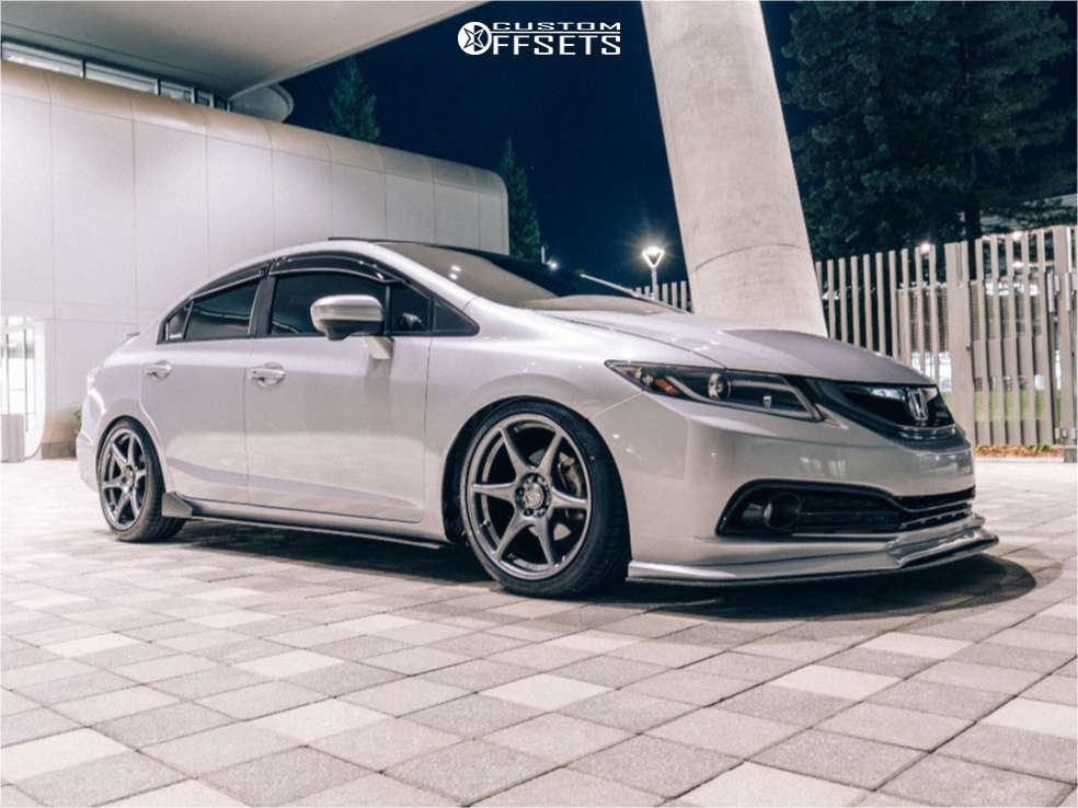 2015 Honda Civic with 18x8.5 35 Kansei Tandem and 225/40R18 Falken Azenis Fk510 and Coilovers ...