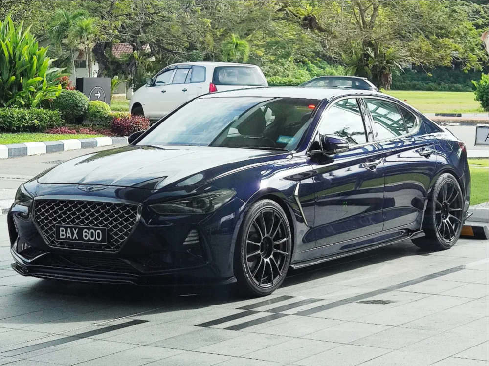 2021 Genesis G70 with 19x8.5 38 SSR Gtx04 and 235/40R19 Kumho Ecsta Ps71 and Lowering Springs ...