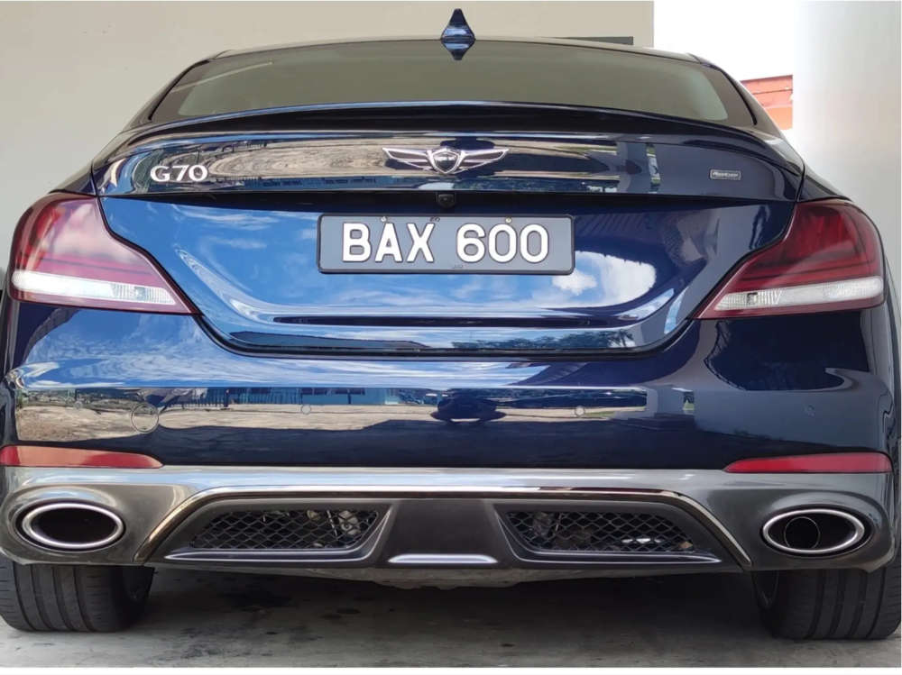 2021 Genesis G70 with 19x8.5 38 SSR Gtx04 and 235/40R19 Kumho Ecsta Ps71 and Lowering Springs ...