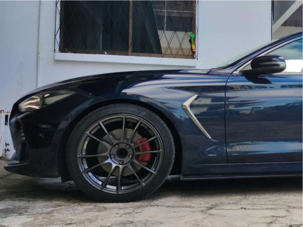 2021 Genesis G70 with 19x8.5 38 SSR Gtx04 and 235/40R19 Kumho Ecsta Ps71 and Lowering Springs ...