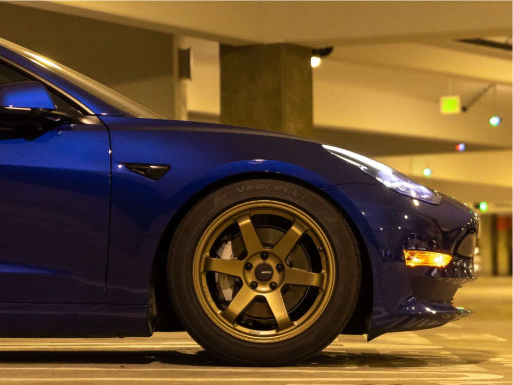 2021 Tesla 3 with 18x9.5 38 AVID1 Av6 and 255/45R18 Vercelli Strada Ii ...