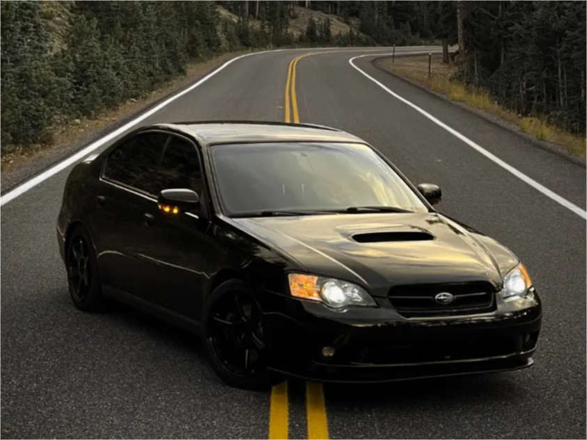 2005 Subaru Legacy with 18x8 45 Enkei T6r and 225/40R18 Hankook Ventus ...