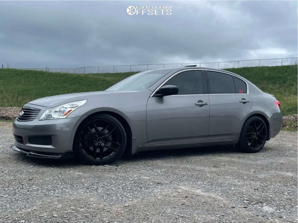 2009 INFINITI G37 with 19x8.5 35 Enkei Ty5 and 245/35R19 Yokohama Advan Sport V105 and Lowering ...