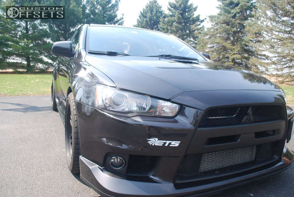 2012 Mitsubishi Lancer with 18x9.5 15 Enkei RPF1 and 265/35R18 ...