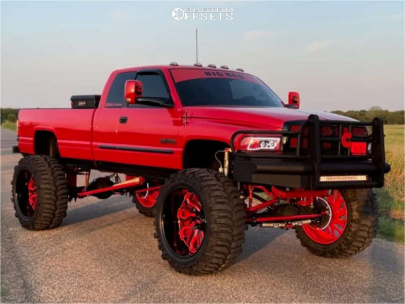 2001 Dodge Ram 2500 with 28x18 -117 Grid GF17 and 44/19.5R28 Interco ...