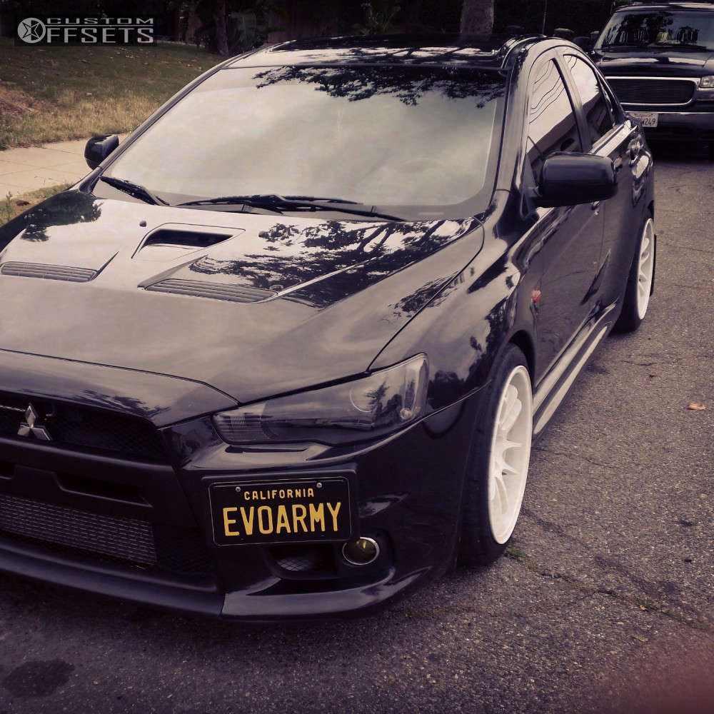 2014 Mitsubishi Lancer with 18x10.5 35 Enkei Pf01 and 245/35R18 Federal ...