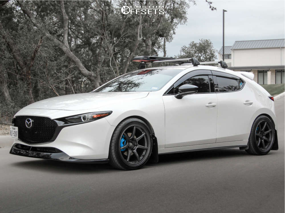 2022 Mazda 3 with 18x8.5 35 Anovia Kano and 235/40R18 Vercelli Strada III and Lowering Springs ...