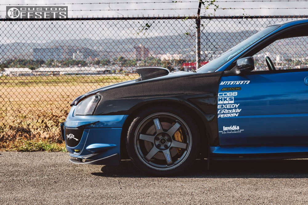 2004 Subaru WRX STI with 18x7.5 48 Volk Te37 and 225/35R18 BFGoodrich G ...