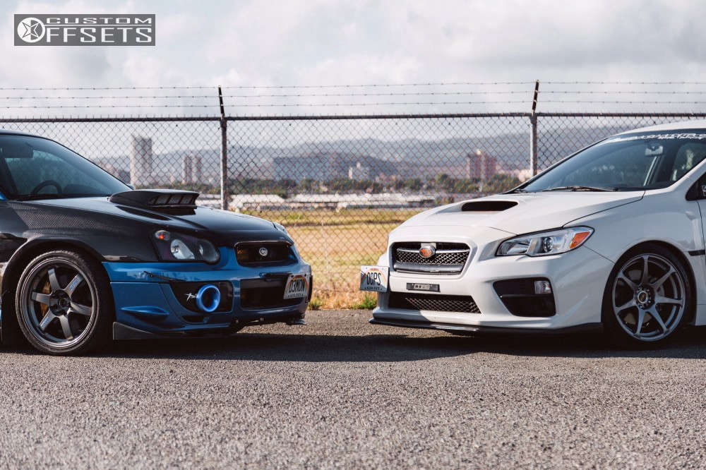 2004 Subaru WRX STI with 18x7.5 48 Volk Te37 and 225/35R18 BFGoodrich G ...