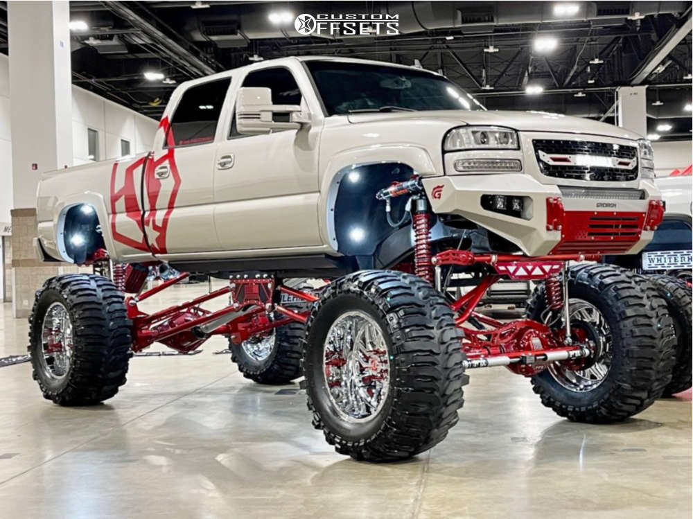 2006 GMC Sierra 3500 with 24x14 -76 TIS 547c and 44/19.5R24 Interco ...