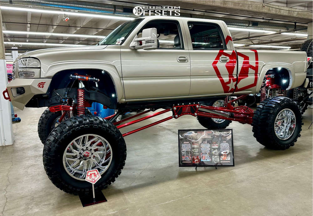 2006 GMC Sierra 3500 with 24x14 -76 TIS 547c and 44/19.5R24 Interco ...