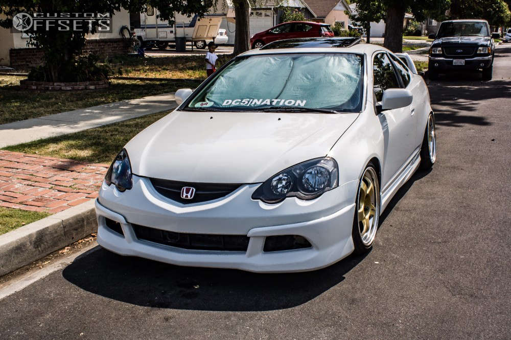 2003 Acura RSX with 18x9.5 40 Work Meister S1 2P and 235/40R18 Goodyear ...