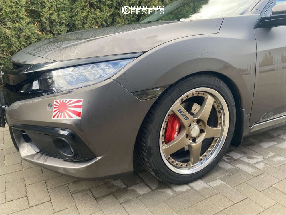 2021 Honda Civic with 18x7.5 35 5zigen 5ZR and 225/45R18 Michelin Pilot ...